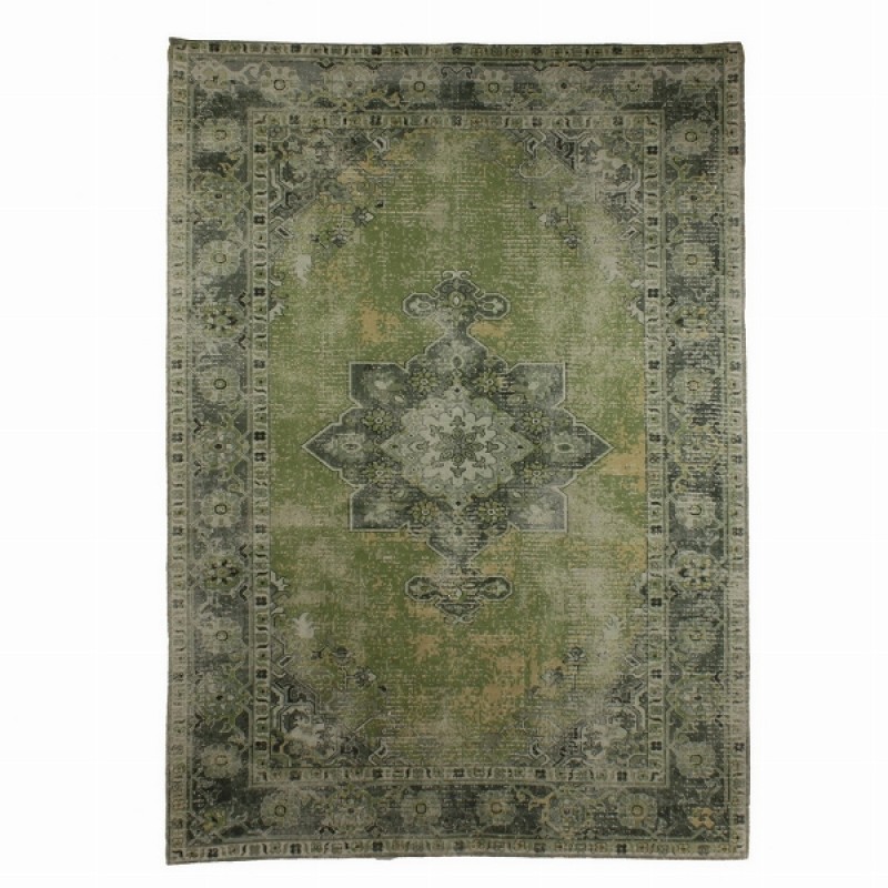 RUG GREEN PERSIAN PRINT POLY CARPETS, RUGS